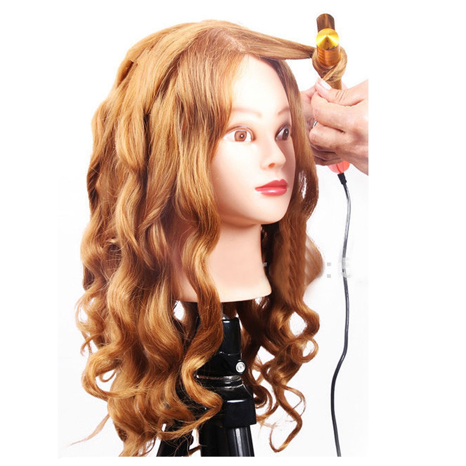 HAIR DUMMY (HEAT PROOF) FOR STRAIGHT / CURL / CRIMP BY MACHINE Golden ...